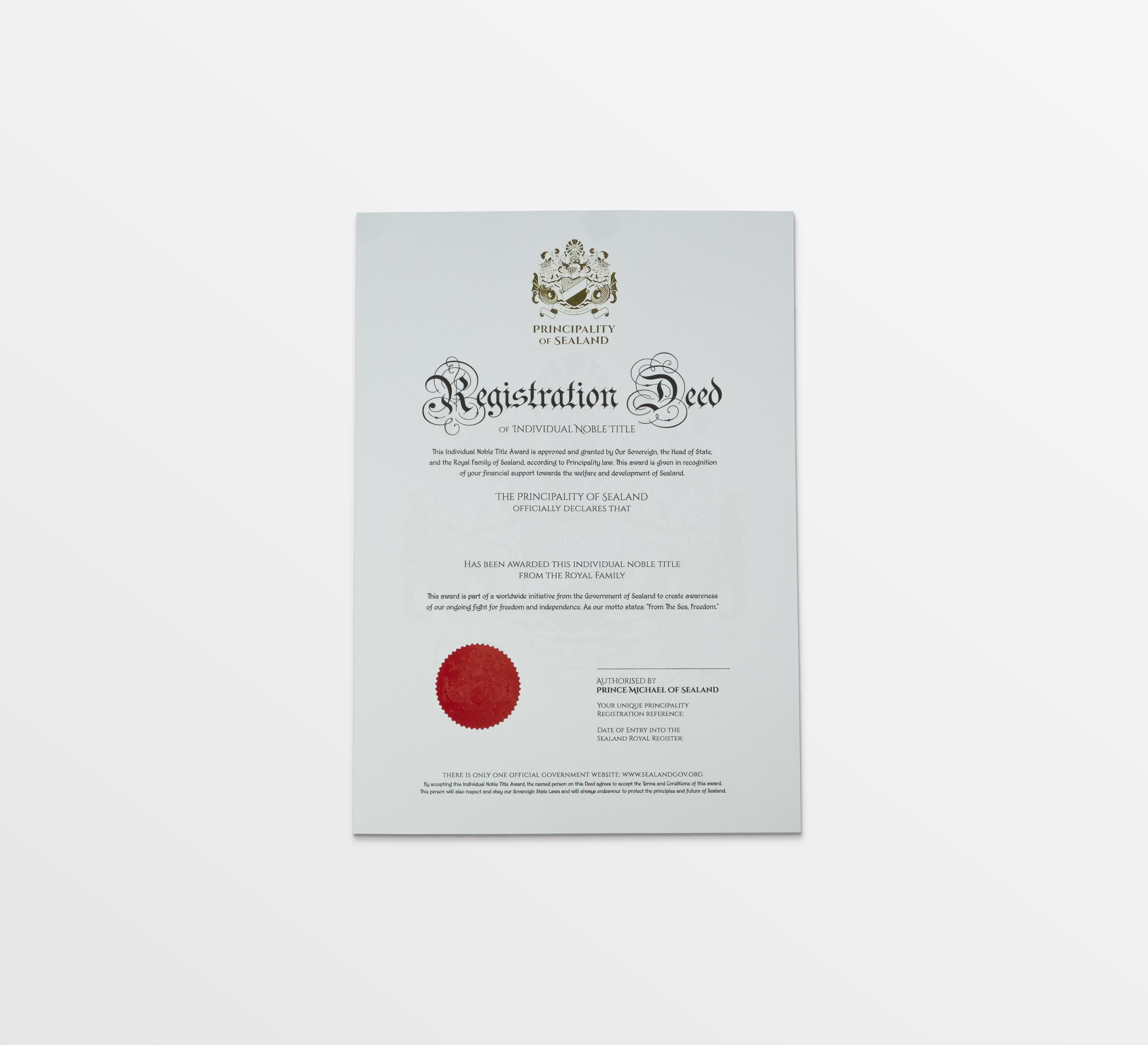 Become a Lord or Lady – Principality of Sealand